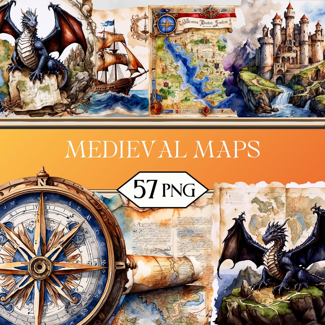 Medieval Maps PNG Clipart Bundle • Castlecore Fantasy Scrapbook ...