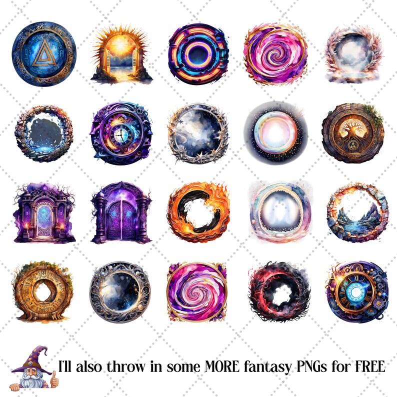 Magic Gateway PNG Clipart Bundle • Witch Spell Fantasy Scrapbook ...