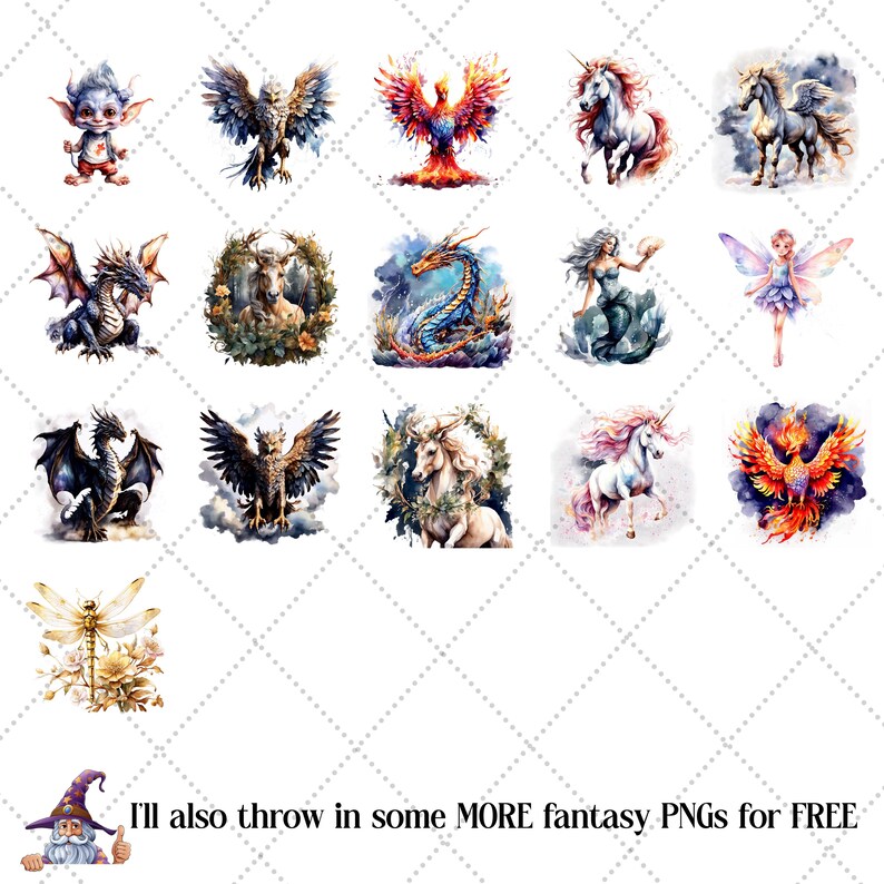 Mythical Creatures PNG Clipart Bundle • Monsters Fantasy Scrapbook ...