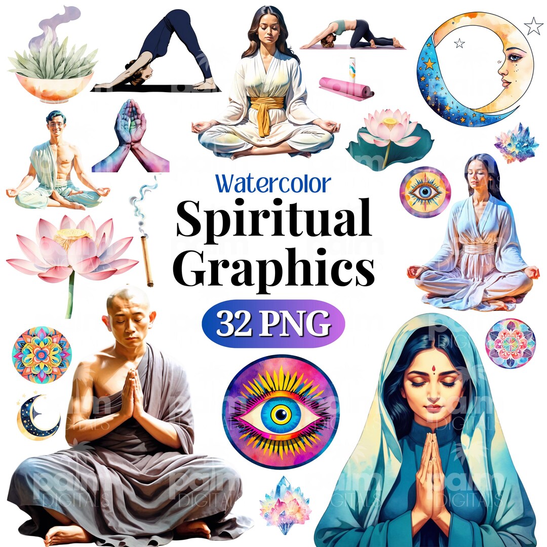 Spiritual PNG SVG Clipart • Meditation Yoga Scrapbook Graphics for Pod ...