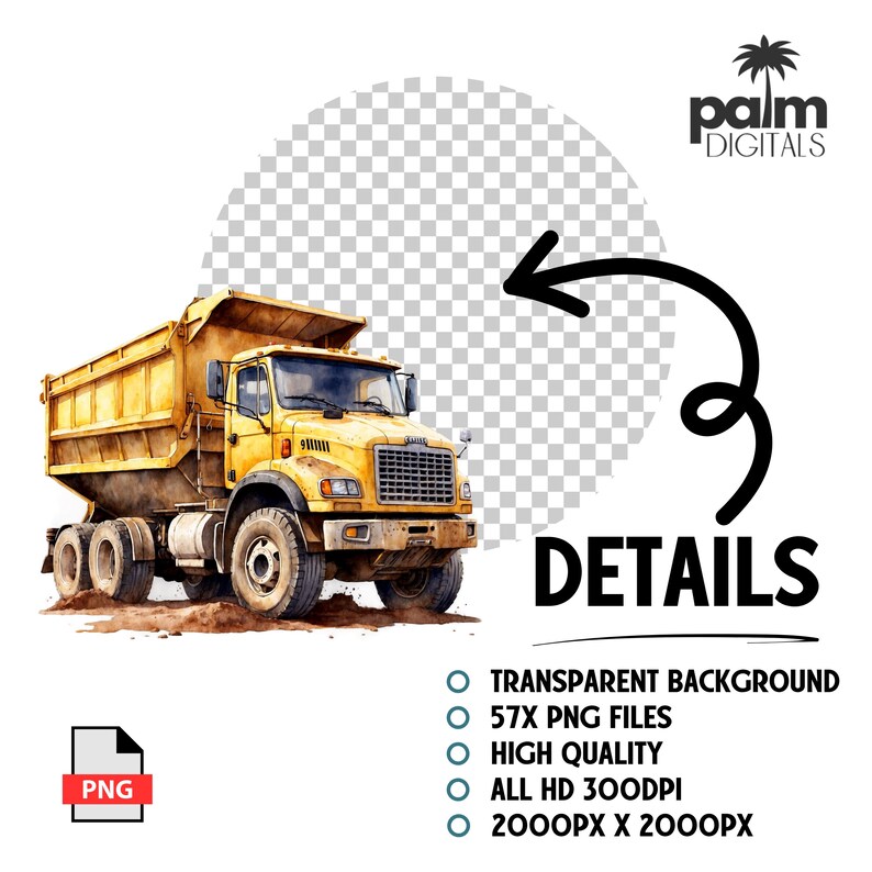 Construction PNG Clipart Bundle • Working Digger Truck Crane Scrapbook ...