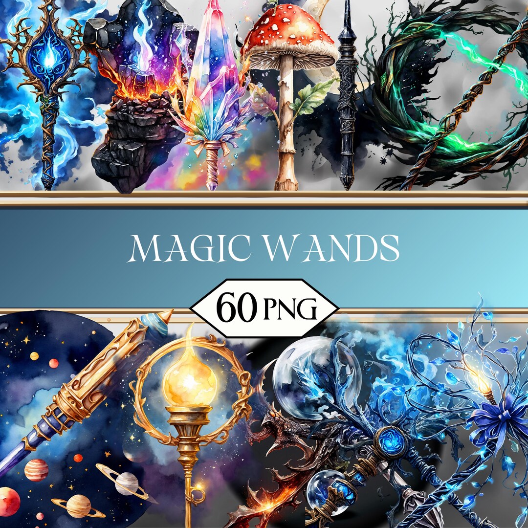 Magic Wand PNG Clipart Bundle • Alchemy Spell Sorcery Fantasy Scrapbook ...