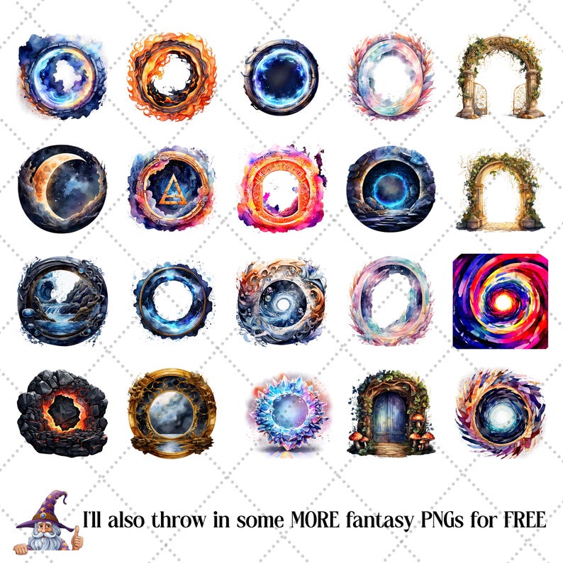 Magic Gateway PNG Clipart Bundle • Witch Spell Fantasy Scrapbook ...