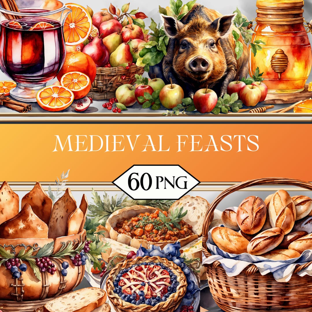 Medieval Feasts PNG Clipart Bundle • Banquet Fantasy Scrapbook Graphics ...