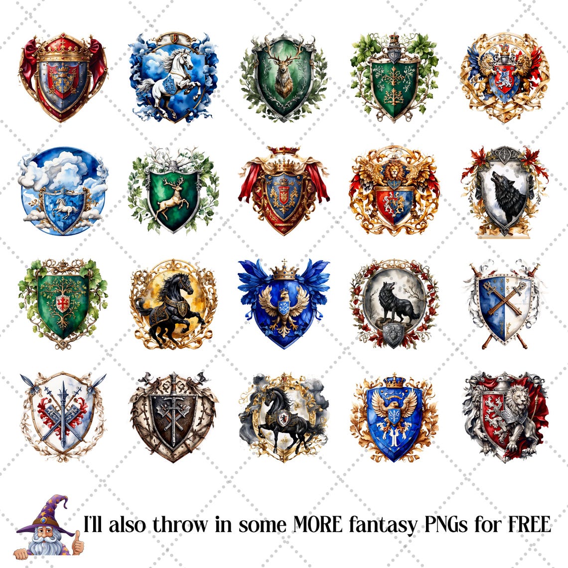 Medieval Crests PNG Clipart Bundle • Castlecore Fantasy Scrapbook ...