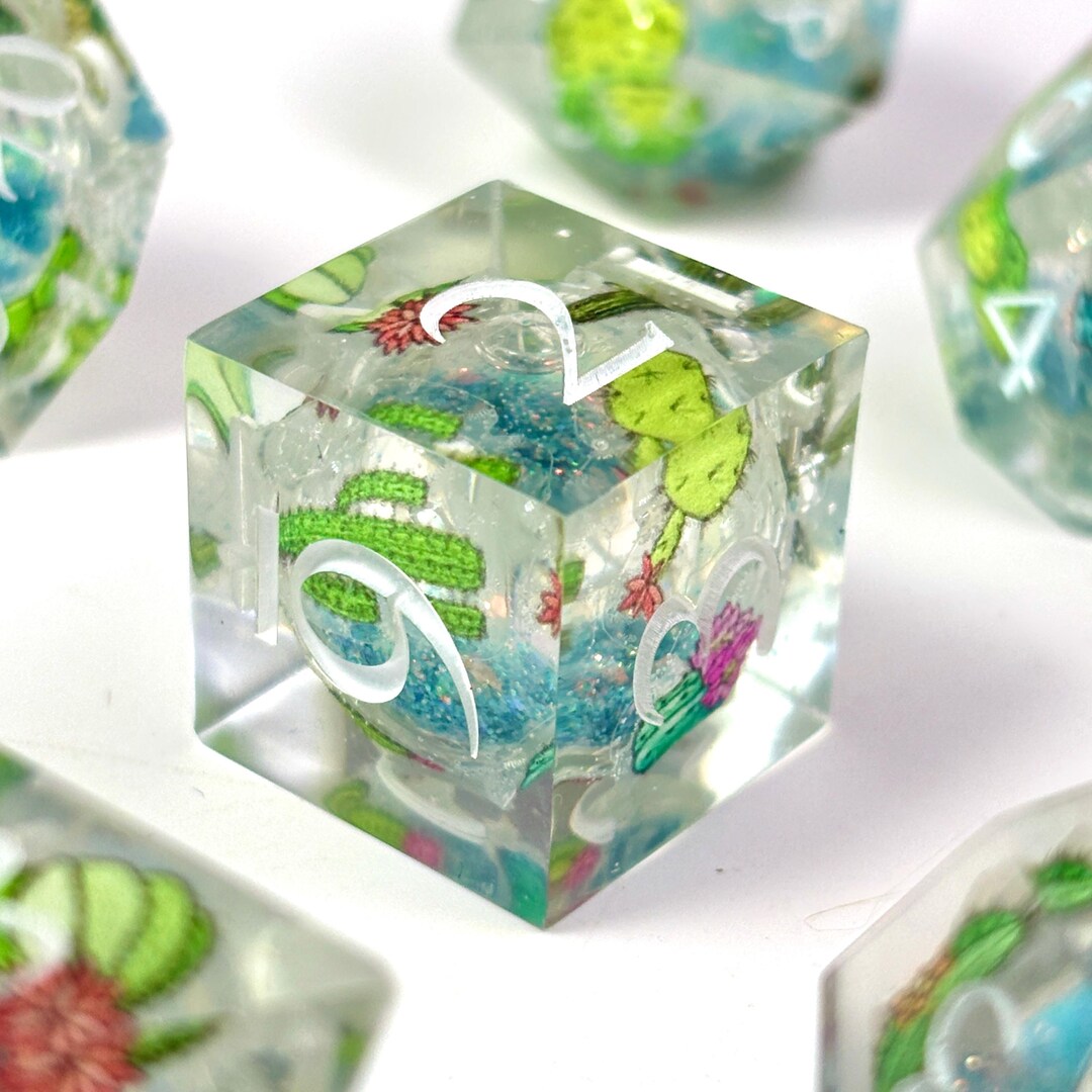 Cactus Liquid DND Dice Set, Desert Succulent Sharp Edge D&D Resin Dice ...