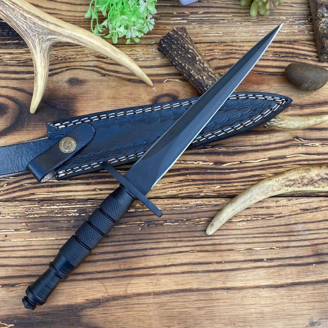 Handmade Knife V-42 Knives Devils Brigade Double Edged Fixed Blade ...