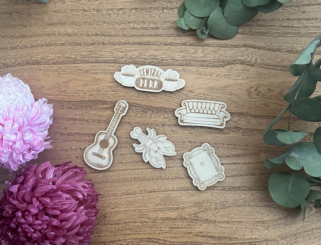 Friends TV Show Wooden Magnets - Central Perk, Couch, Lobster, Guitar ...