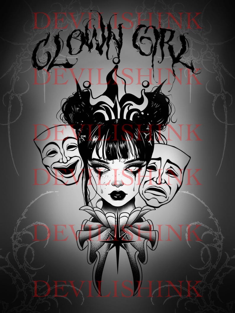 Gothic Clown Girl Poster Print Plakat - Etsy