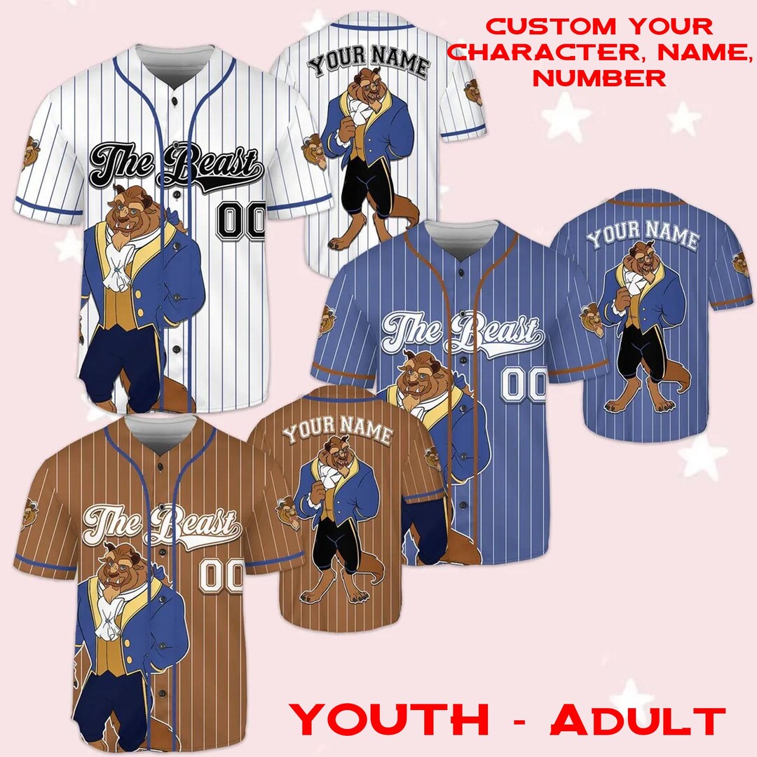 Custom Name & Number Disney Prince Beast Beauty and the Beast Jersey ...