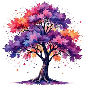 Watercolor Autumn Tree Clipart: Fall JPG Bundle (digital Download) - Etsy