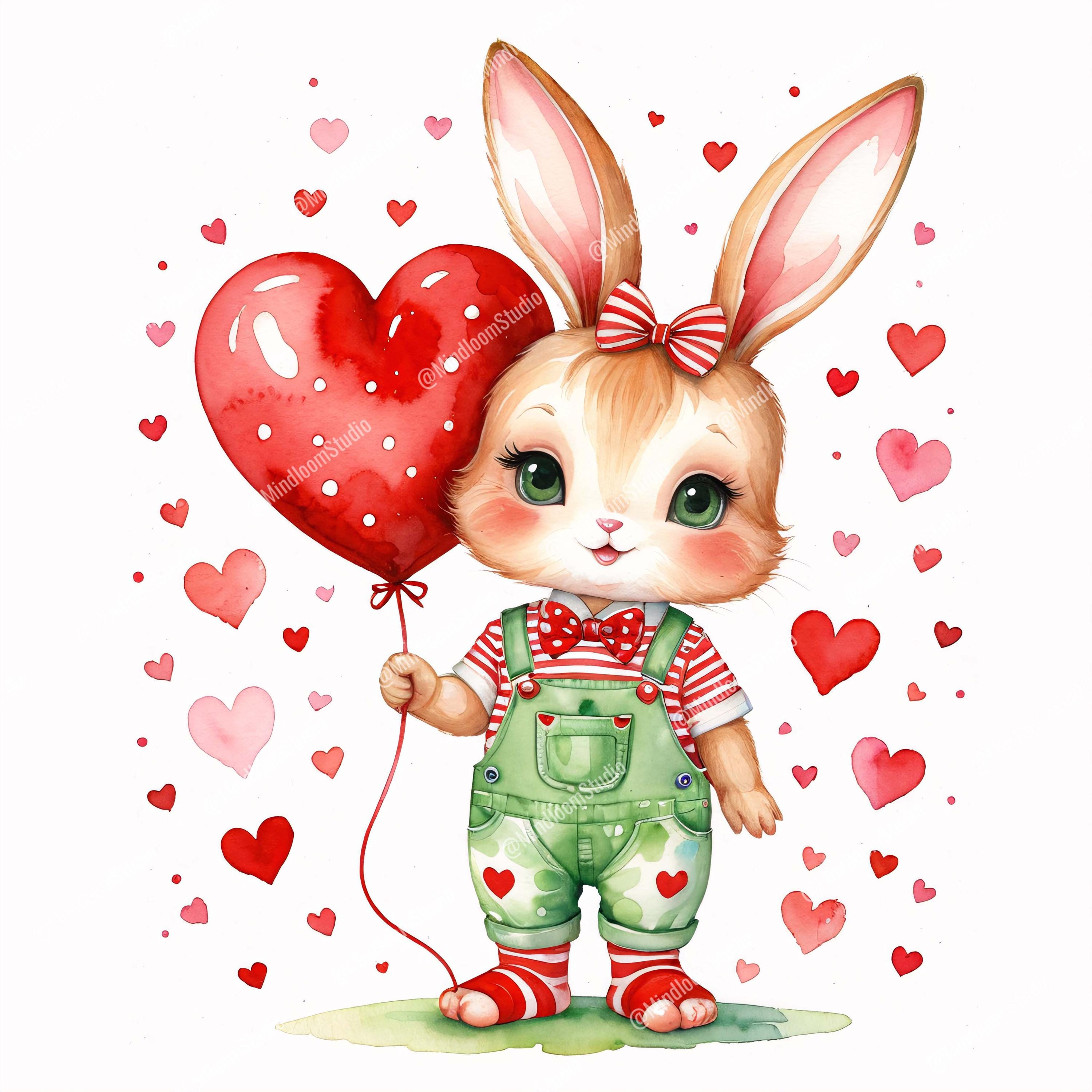 Cute Animals Valentines Clipart, Kids Valentine, Whimsical Valentine’s ...