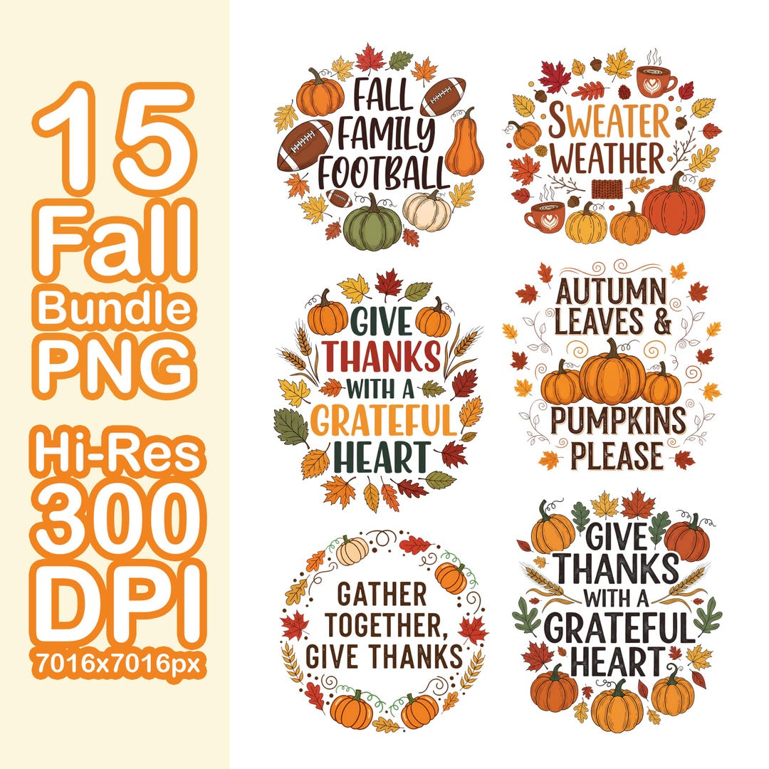Vintage Fall PNG Bundle: Autumn Leaves, Pumpkins (digital Download) - Etsy