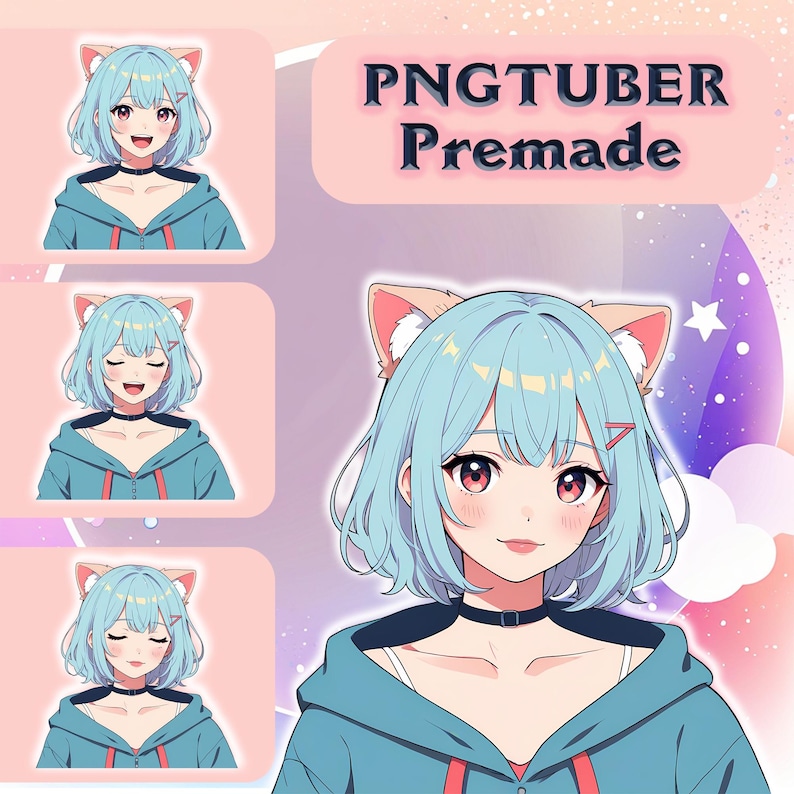 Cute Pngtuber Model – Premade Anime Character With 4 Expressions ...