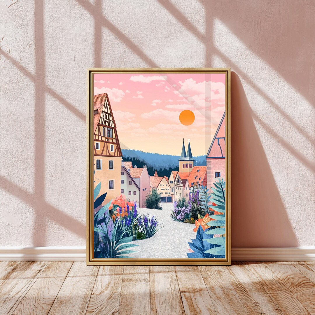 Bavaria Travel Poster - Digital Wall Art - Retro Dreamy, Surreal Print ...