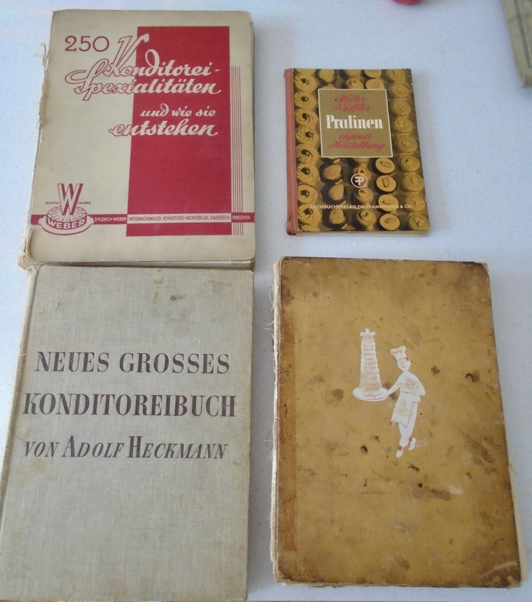 4 Vintage Baking Confectionery Cake Dessert Candy Cookbooks IN GERMAN ...