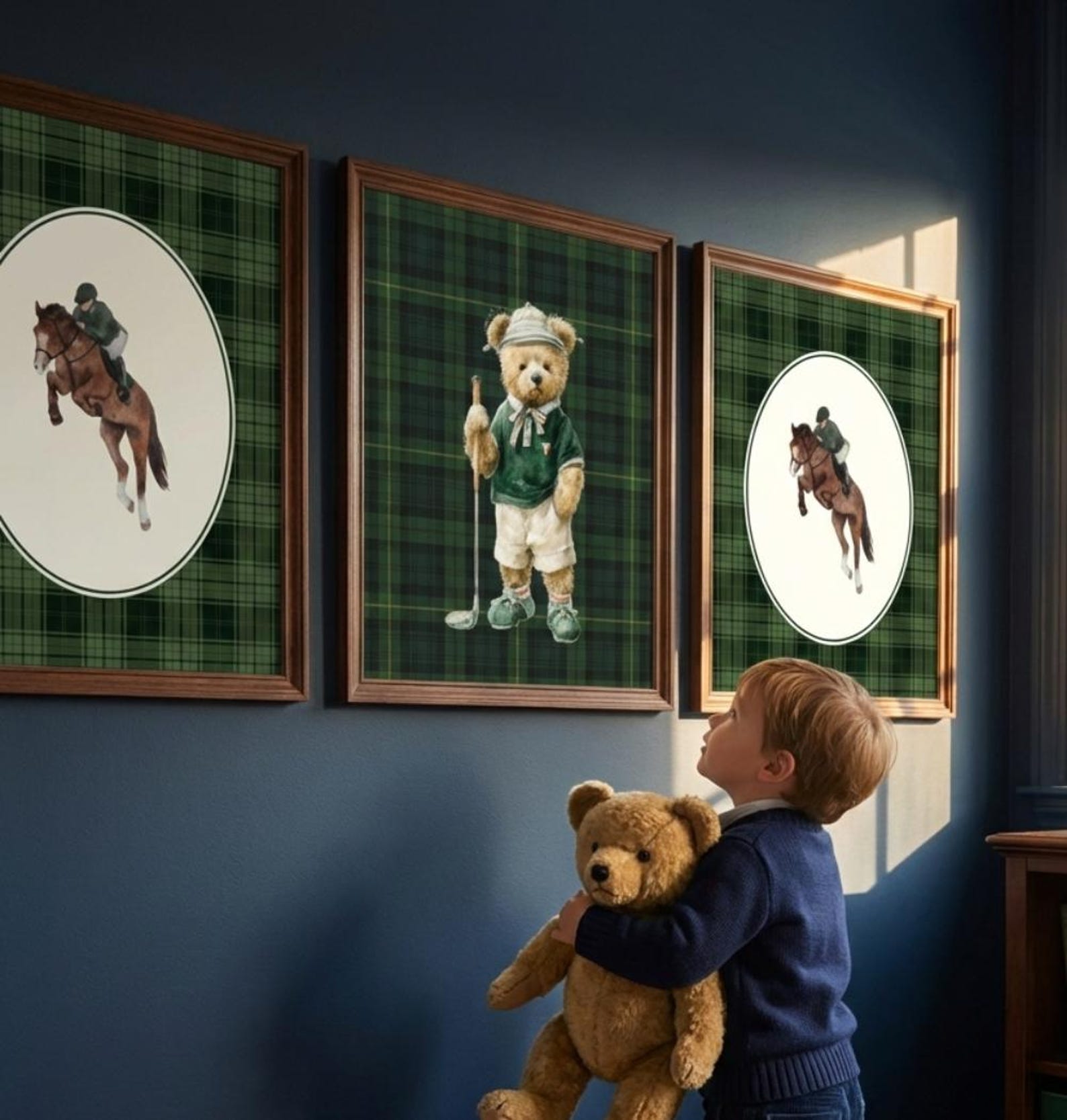 Ralph Lauren Inspired Set of 8 Prints: Green Vintage Boy Decor, Preppy ...