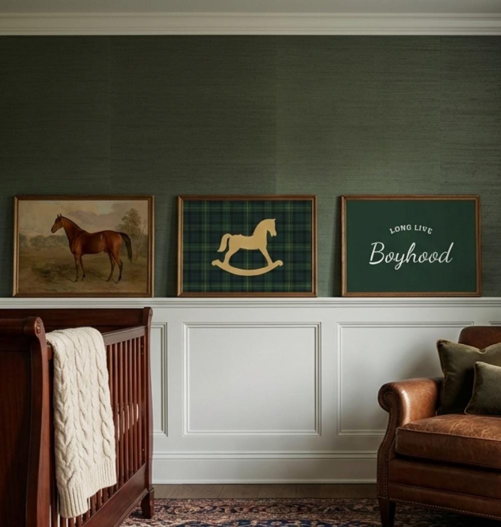 Ralph Lauren Inspired Set of 8 Prints: Green Vintage Boy Decor, Preppy ...