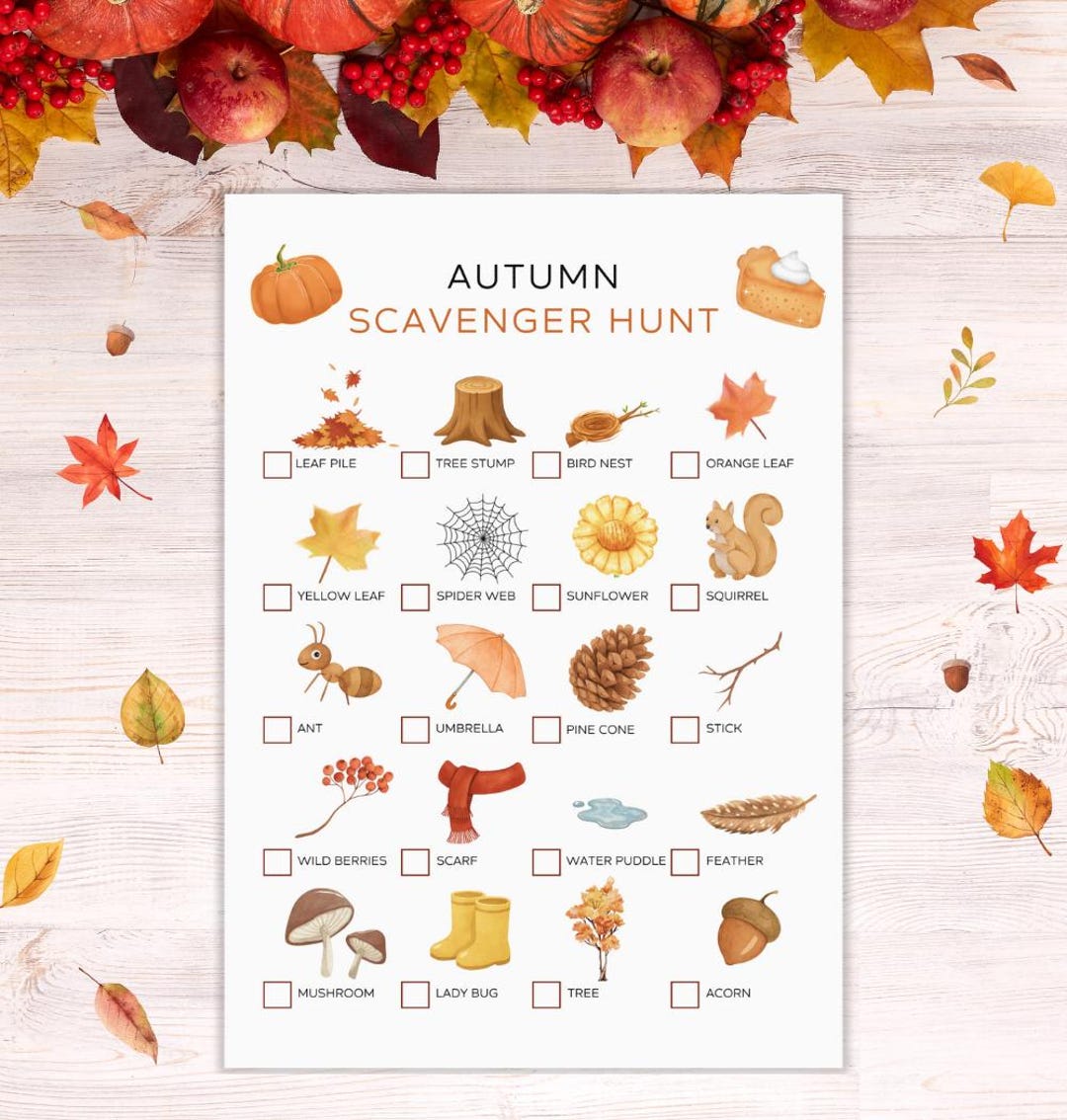 Printable Autumn Scavenger Hunt for Kids | Fall Nature Walk Activity ...