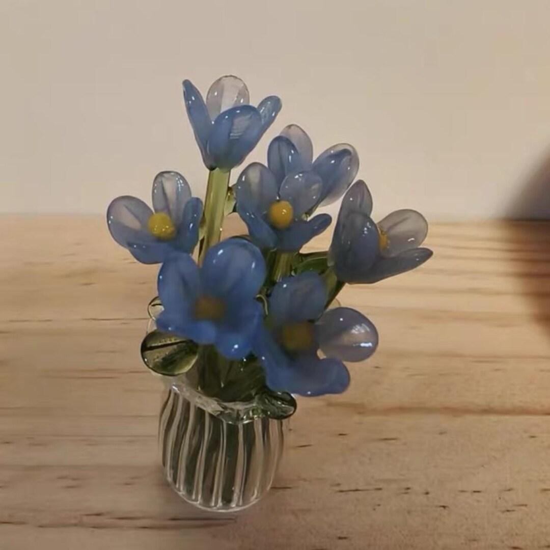 Mini Glass Flower Bouquet Set, Floral Figurine, Birth Month Flower ...