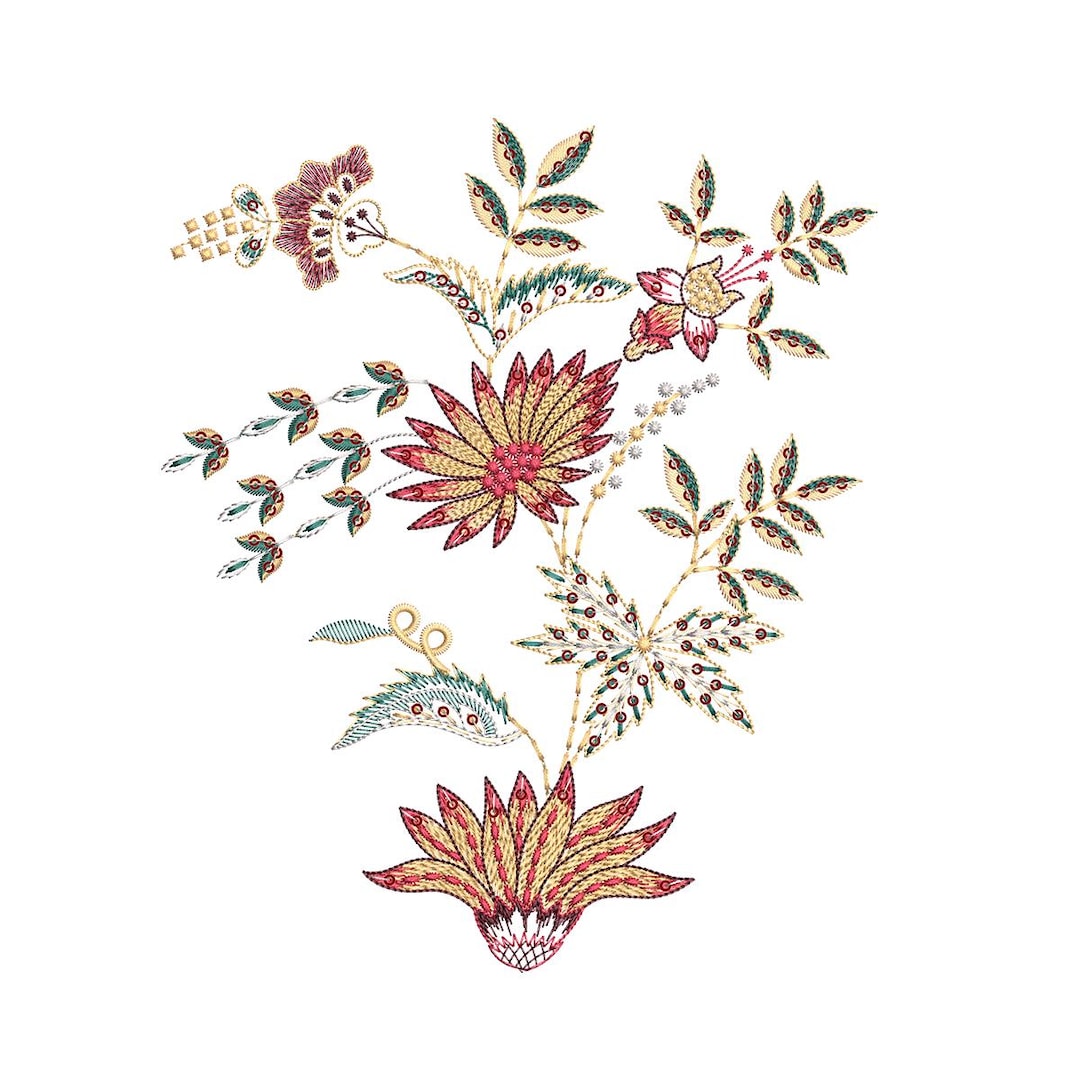 Floral Sequin Embroidery Design for Machine | 7.16"x8.54" | EMB File ...