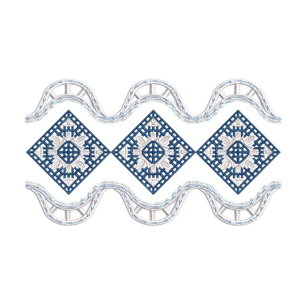 Geometric Floral Lace Embroidery Border Design (digital Download) - Etsy