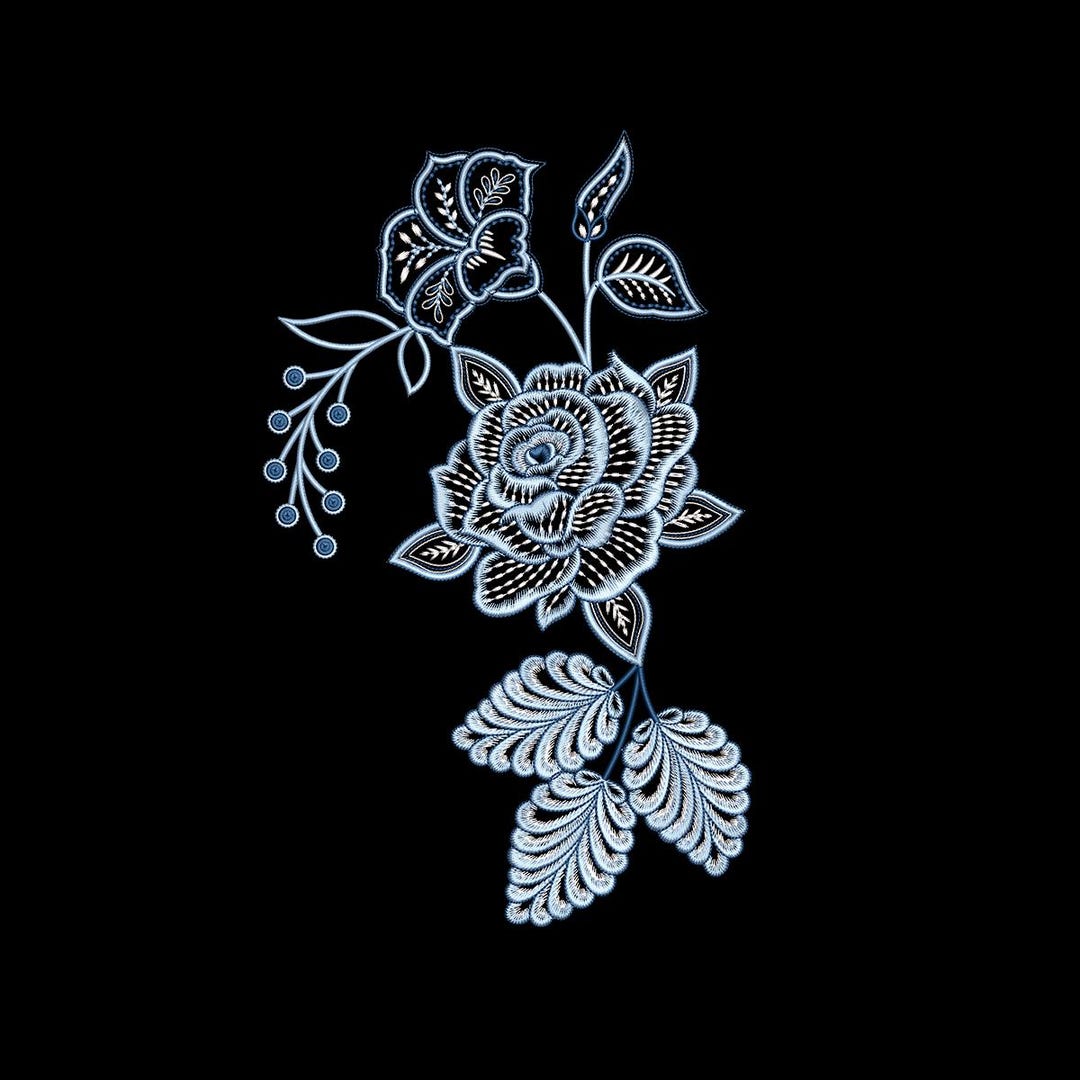 Elegant Floral Machine Embroidery Design | 7.45 X 12.16 Inches ...