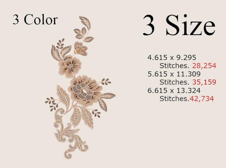 Elegant Floral Embroidery Design | Beige Rose Machine Embroidery ...
