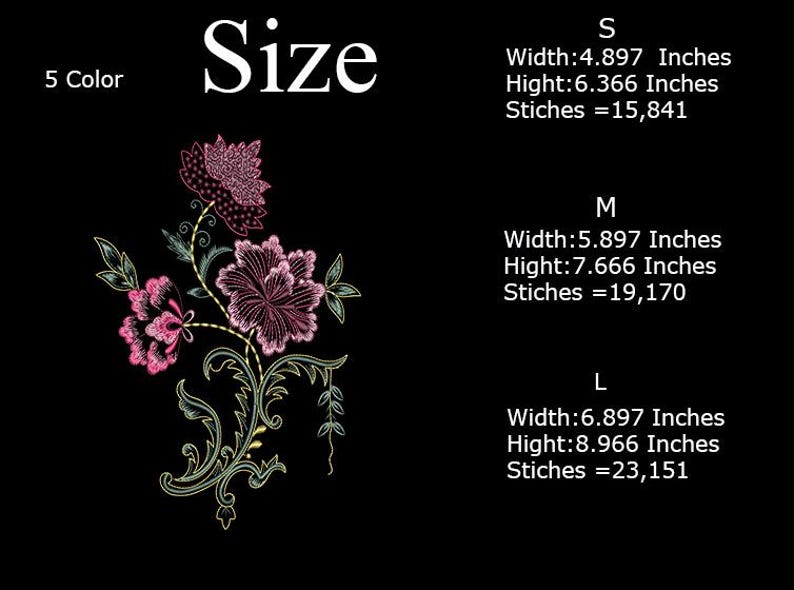 Pink Floral Embroidery Design: Artistic Flower Motif (DST File) - Etsy