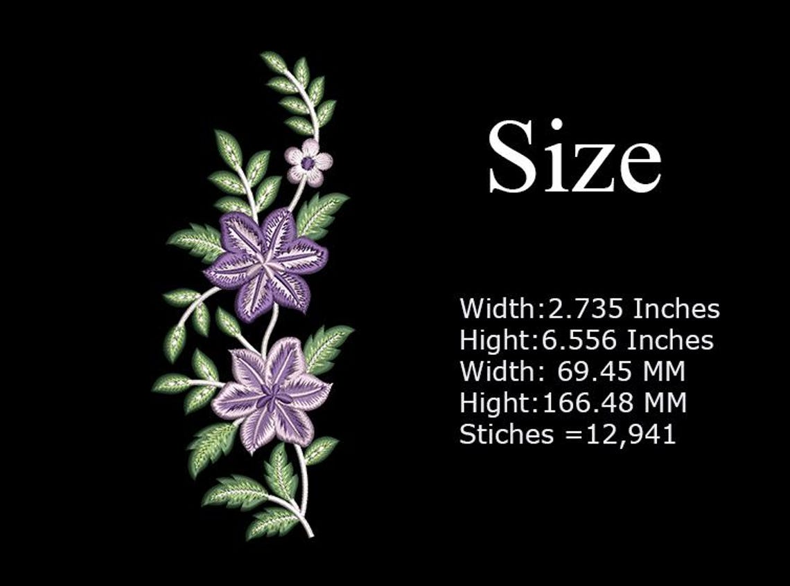 Purple Floral Embroidery Design – Instant Download | 2.73"x6.55" (69 ...