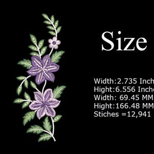 Purple Floral Embroidery Design – Instant Download | 2.73"x6.55" (69 ...