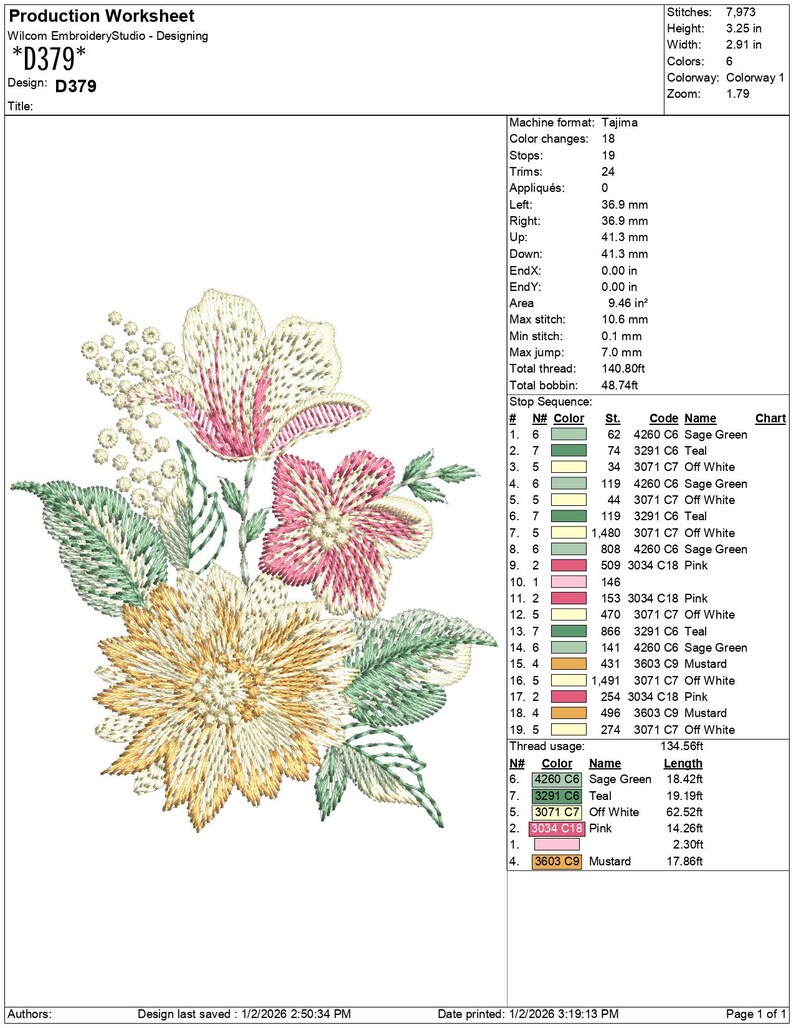 Floral Embroidery Design | Botanical Flower Pattern (digital Embroidery ...