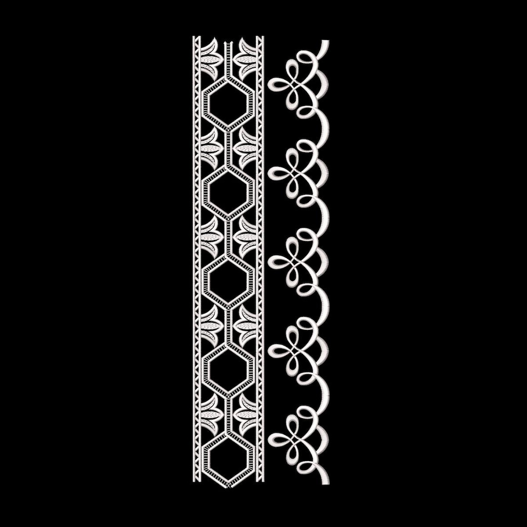 Geometric Lace Border Embroidery Design, Cutwork Floral Trim, Saree ...