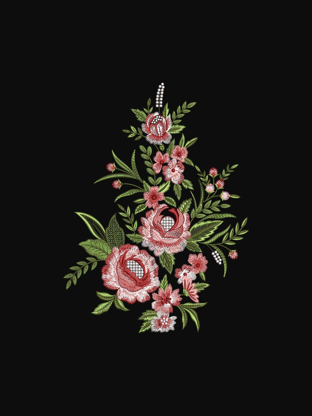 Floral Embroidery Design | Vintage Flower Bouquet Machine Embroidery ...