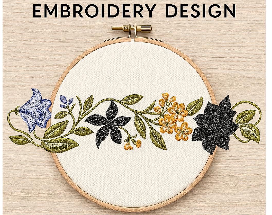 Floral Bail Embroidery Design – Machine Embroidery Pattern – Instant ...
