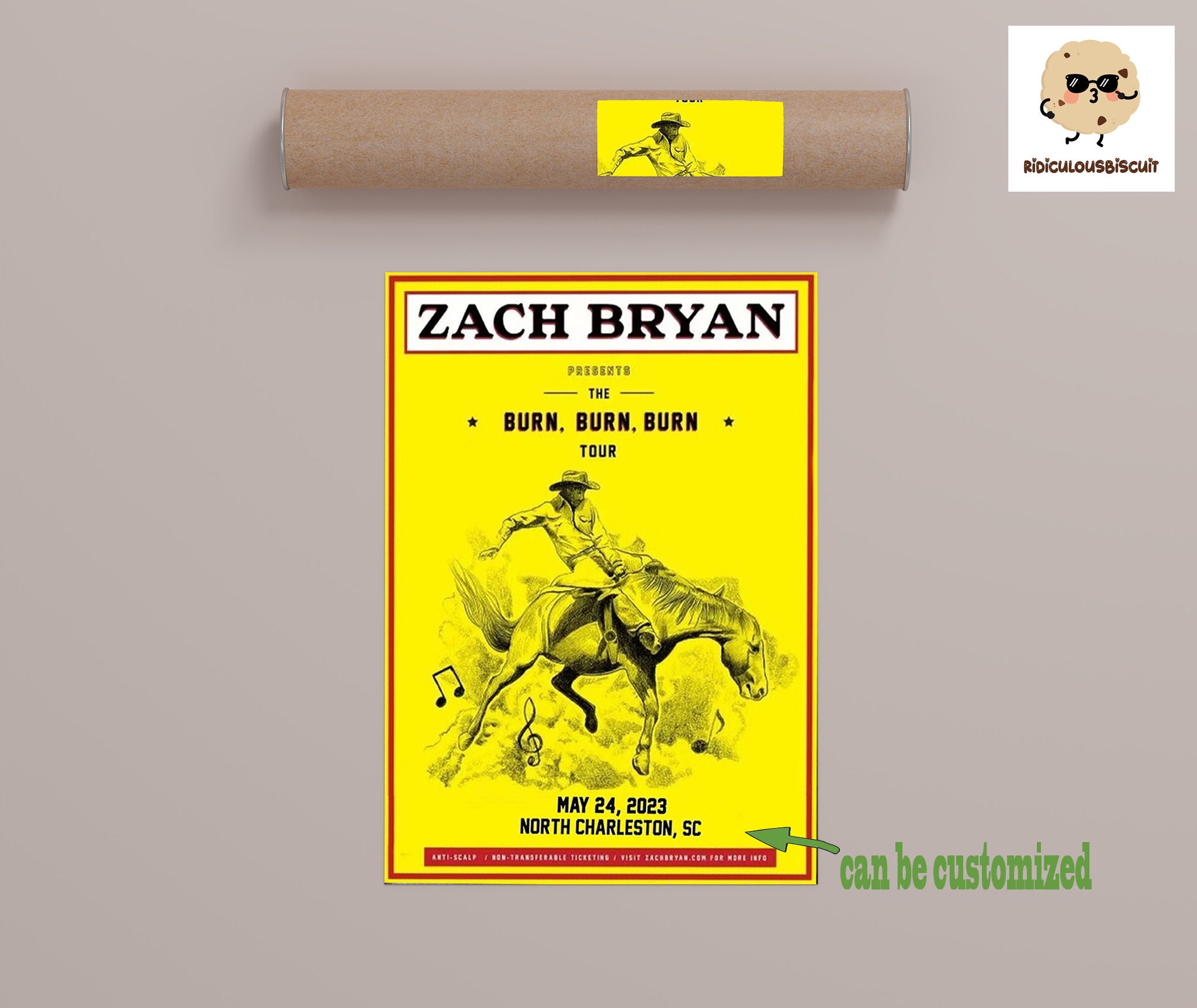 Zack Bryan 2023 burn burn burn custom date tour poster sold by Haleigh ...