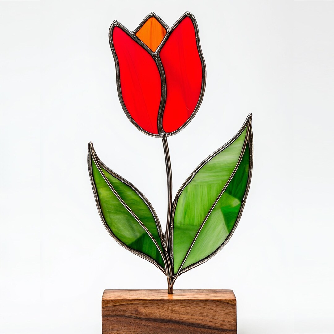 Digital Download Stained Glass Tulip Pattern, Stained Glass Pattern ...