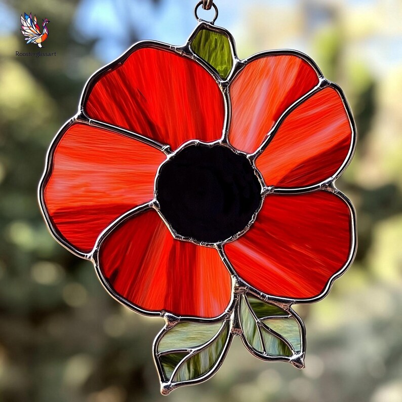 Digital Download Stained Glass Poppy Pattern, Stained Glass Pattern ...