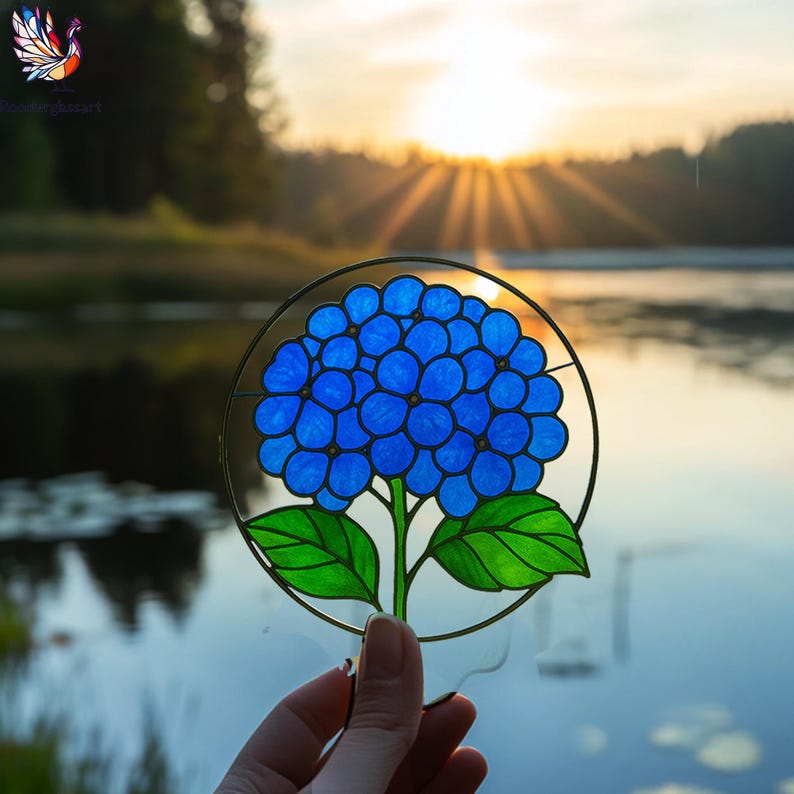 Digital Download Stained Glass Hydrangea Pattern, Stained Glass Pattern ...