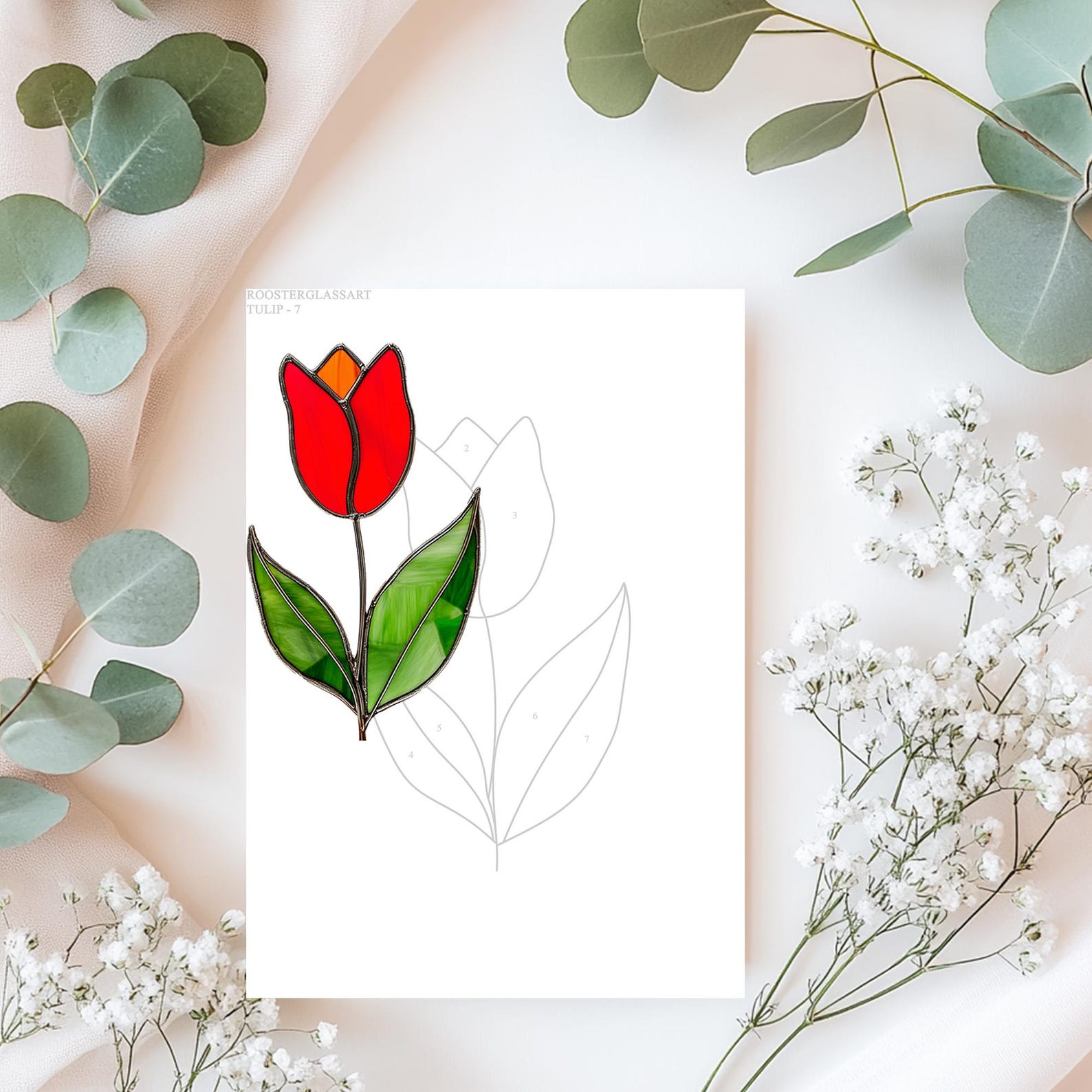 Digital Download Stained Glass Tulip Pattern, Stained Glass Pattern ...