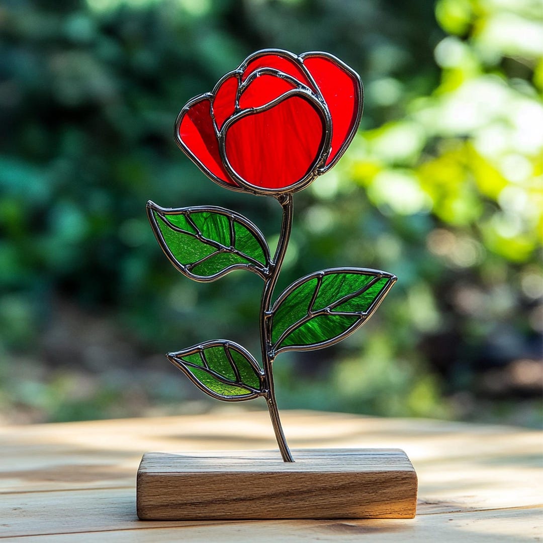 Digital Download Stained Glass Rose Pattern, Stained Glass Pattern ...