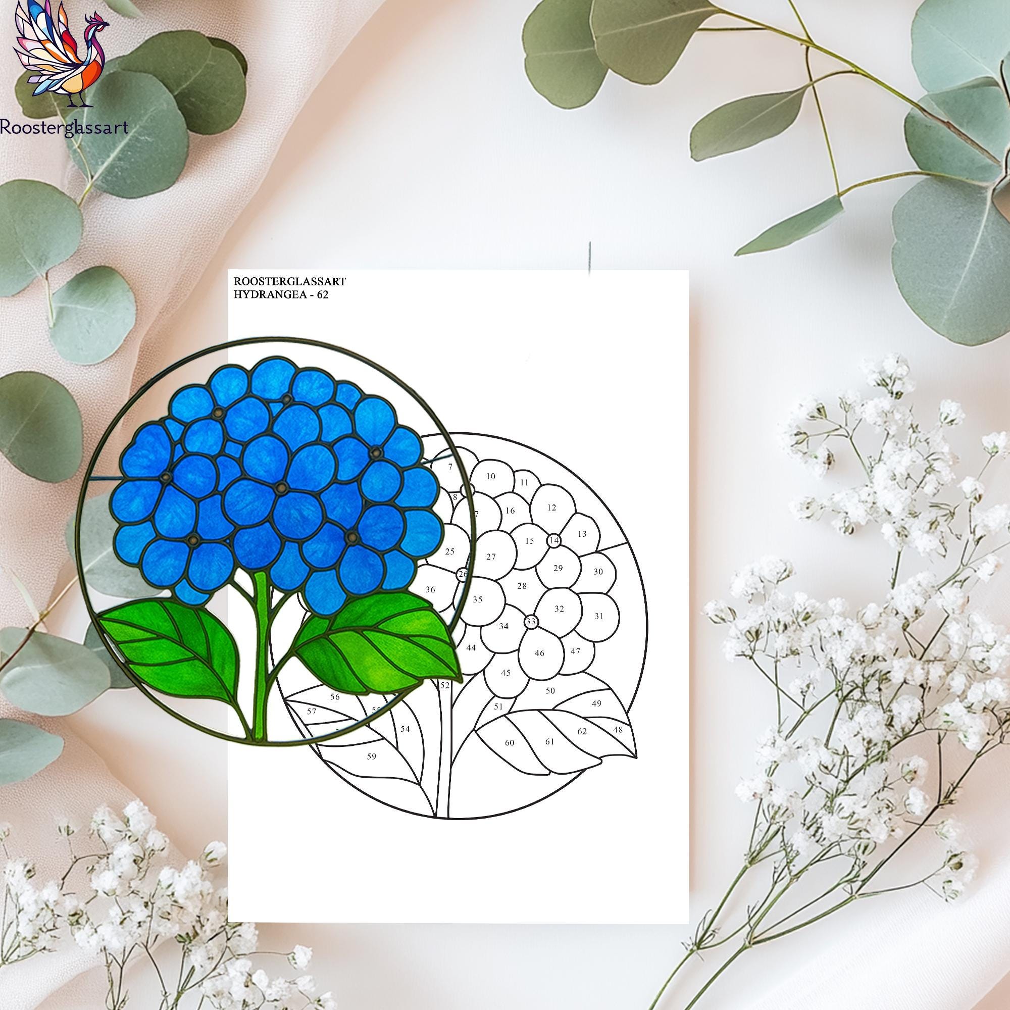 Digital Download Stained Glass Hydrangea Pattern, Stained Glass Pattern ...