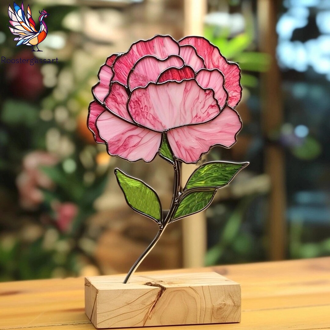 Digital Download Stained Glass Pink Carnation Pattern, Stained Glass ...