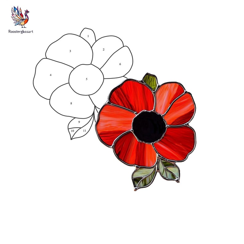 Digital Download Stained Glass Poppy Pattern, Stained Glass Pattern ...
