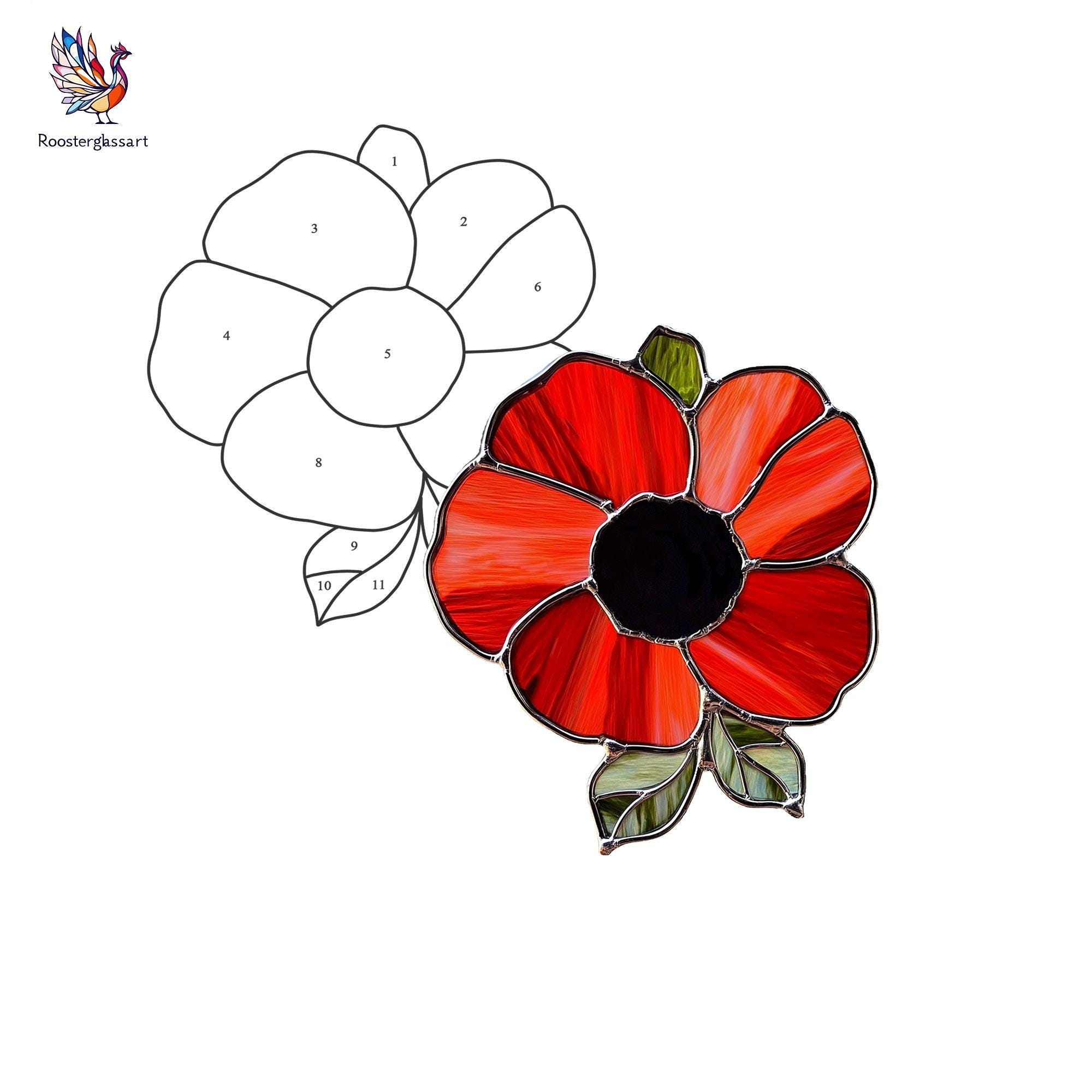 Digital Download Stained Glass Poppy Pattern, Stained Glass Pattern ...