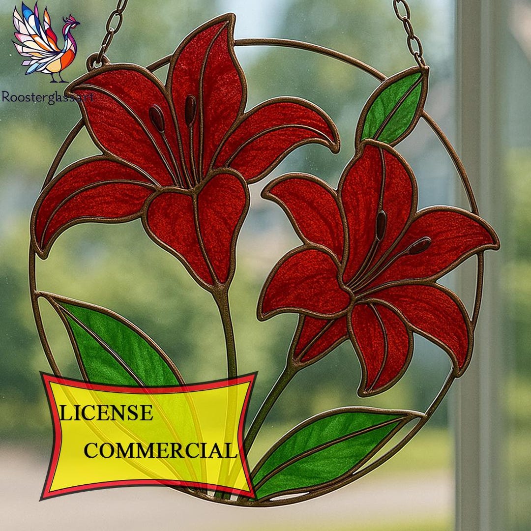 Digital Download Stained Glass Lily Pattern, Stained Glass Pattern ...