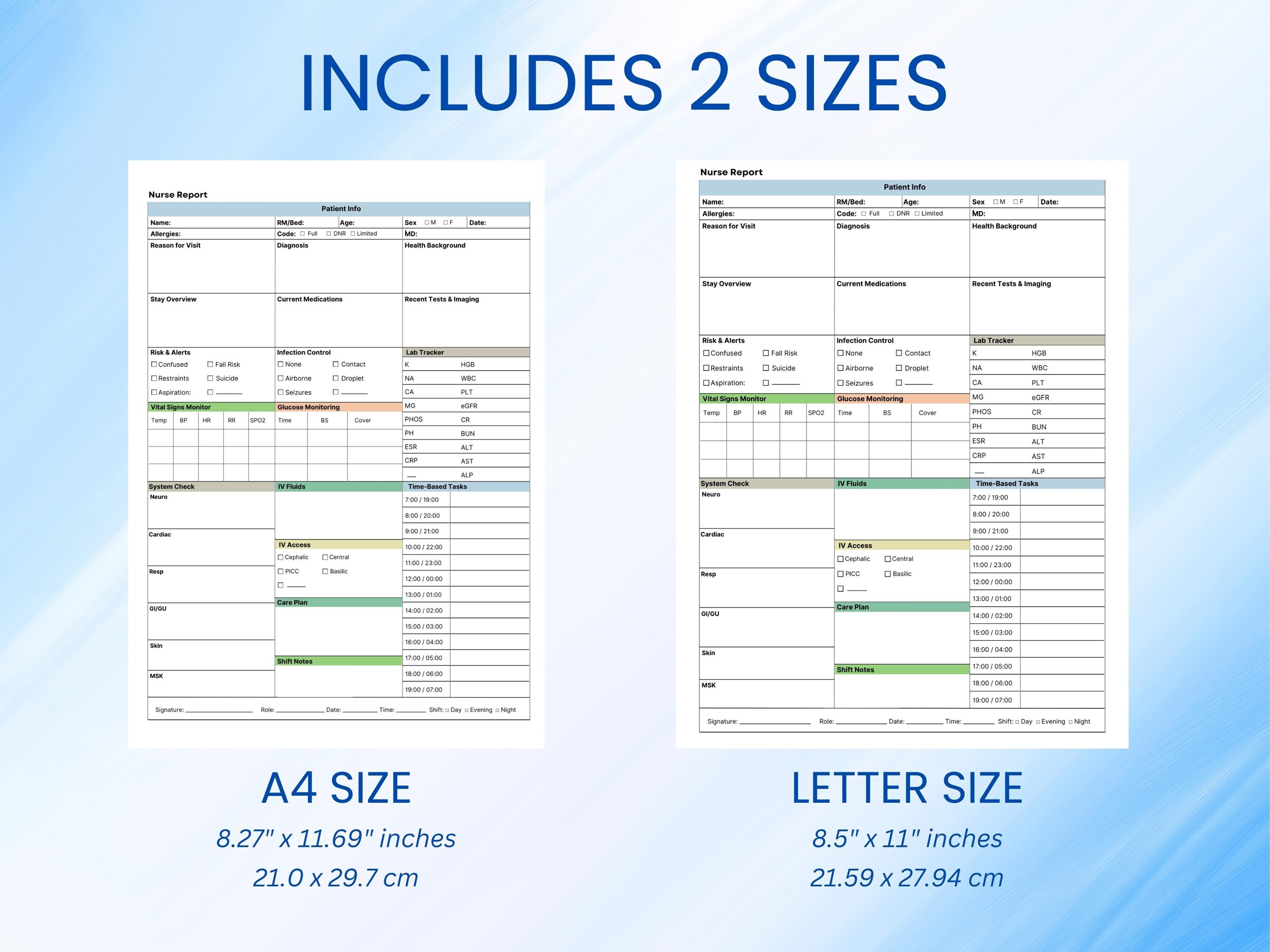 Editable Nurse Sheet | Single Patient Report Template | Printable & Digital PDF | Nursing Shift ...