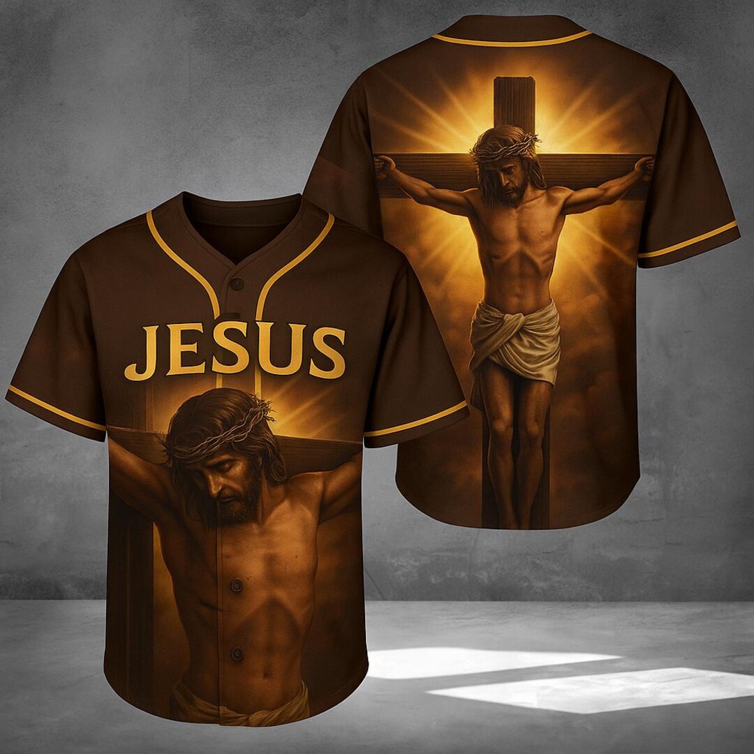 Jesus 3D Baseball Jersey - Christian Crucifixion Shirt Religious Gift ...