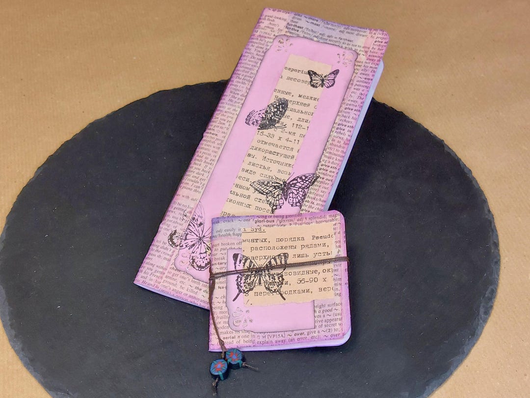 Set of Two Handmade Notebooks, Single Signature Booklets, Tall Notebook ...