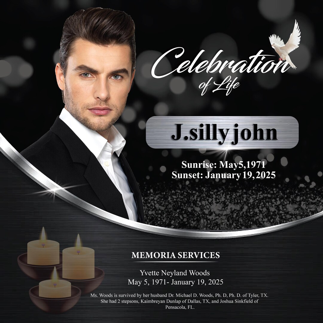 Funeral Announcement Flyer Template - Editable in Loving Memory ...